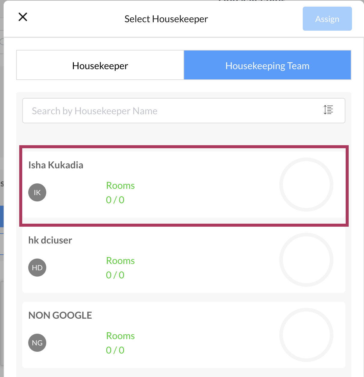 Assign Single Room to a Housekeeper .ng Assign Single Room to a Housekeeper .ng